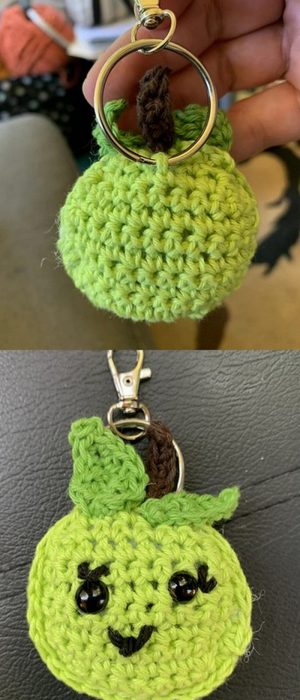 Crochet Apple Keychain