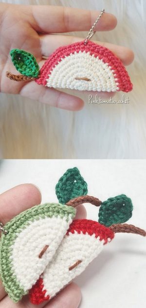 Crochet Apple Keychain