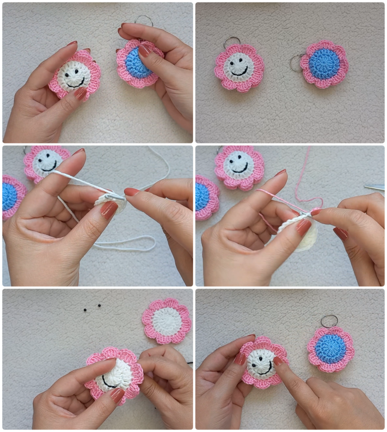Crochet Flower Keychains