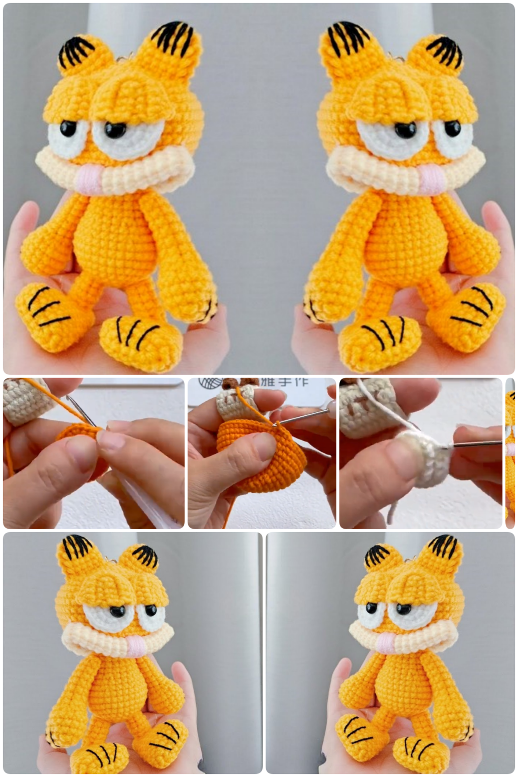 Crochet Garfield Doll Keychain