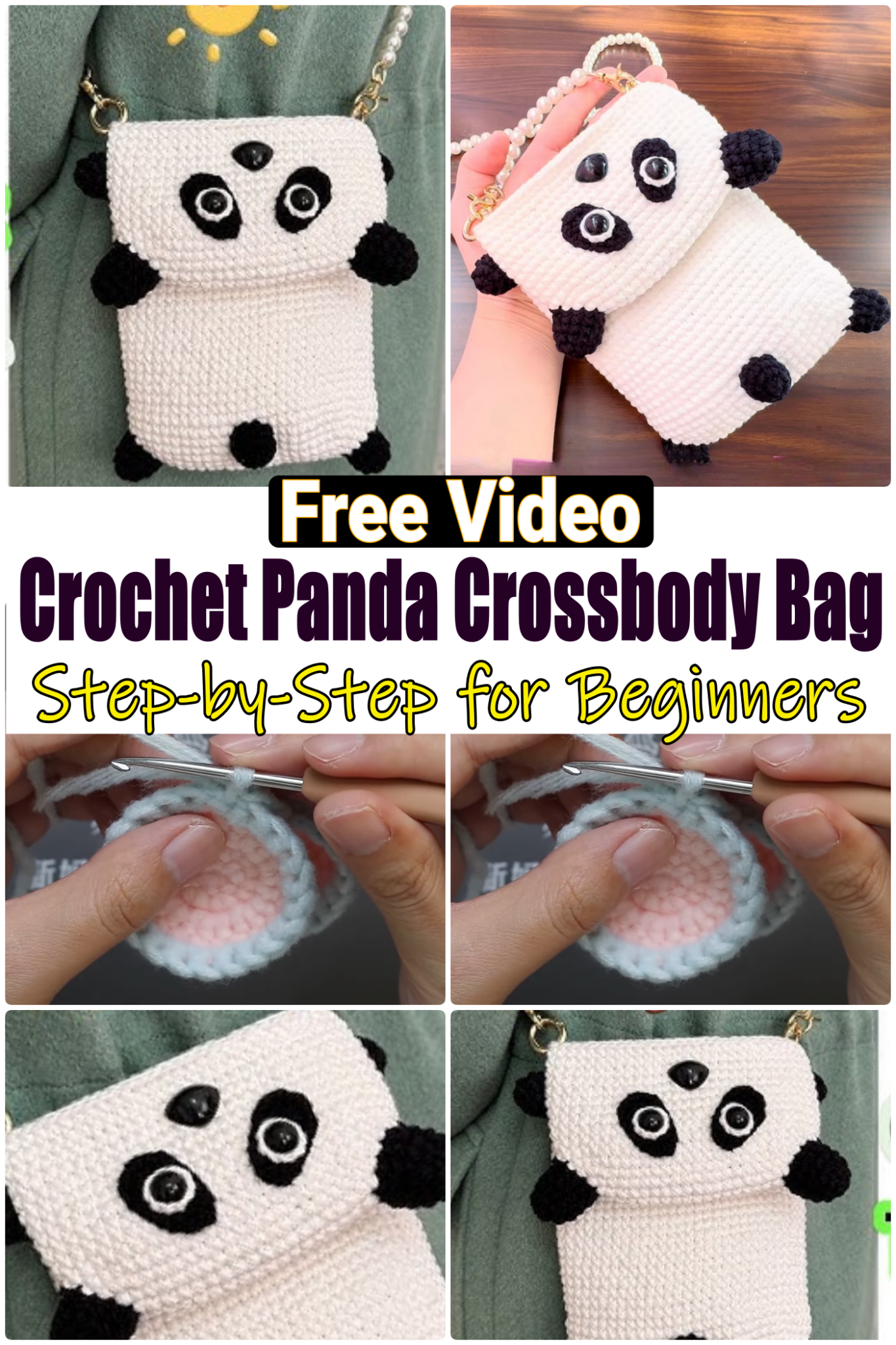 Crochet Panda Crossbody Bag