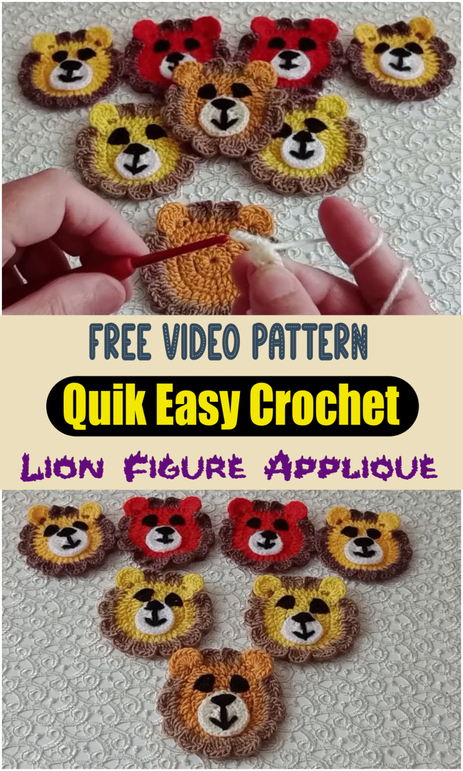 Crochet Lion Appliques