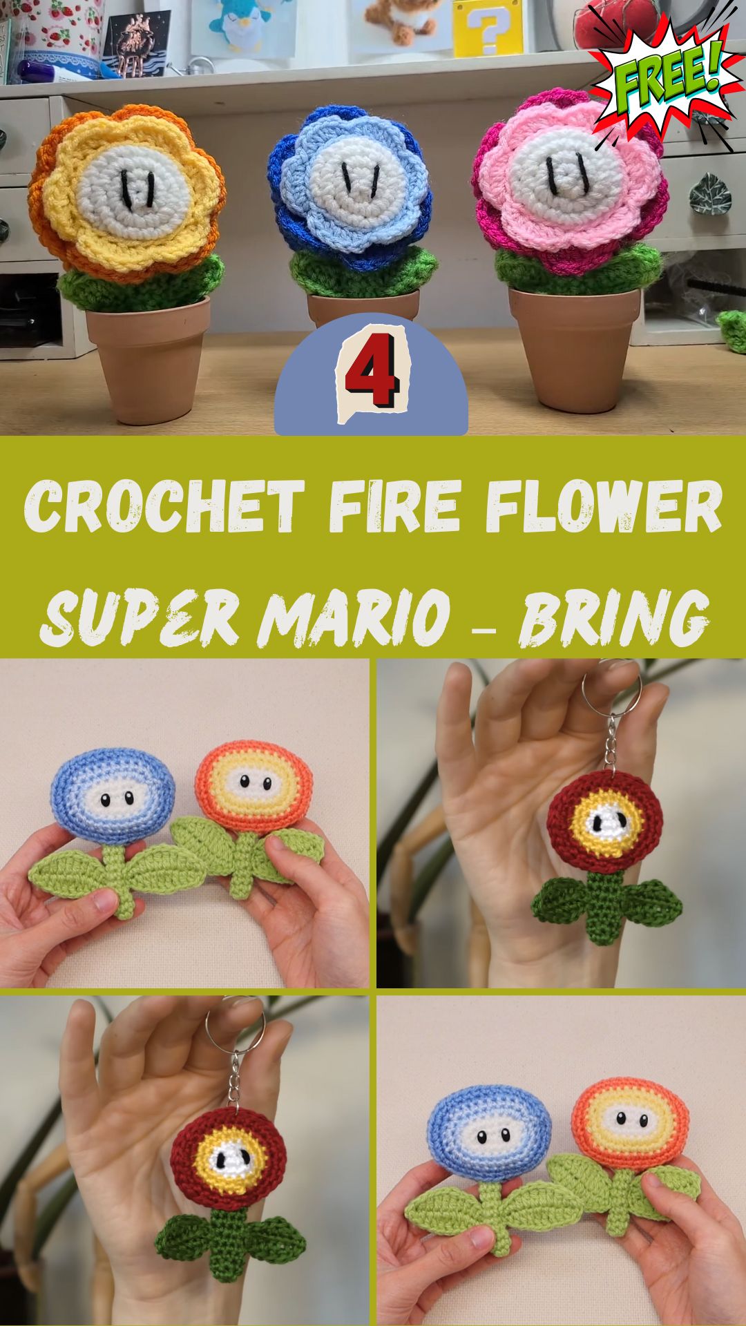 Crochet Fire Flowers Mario