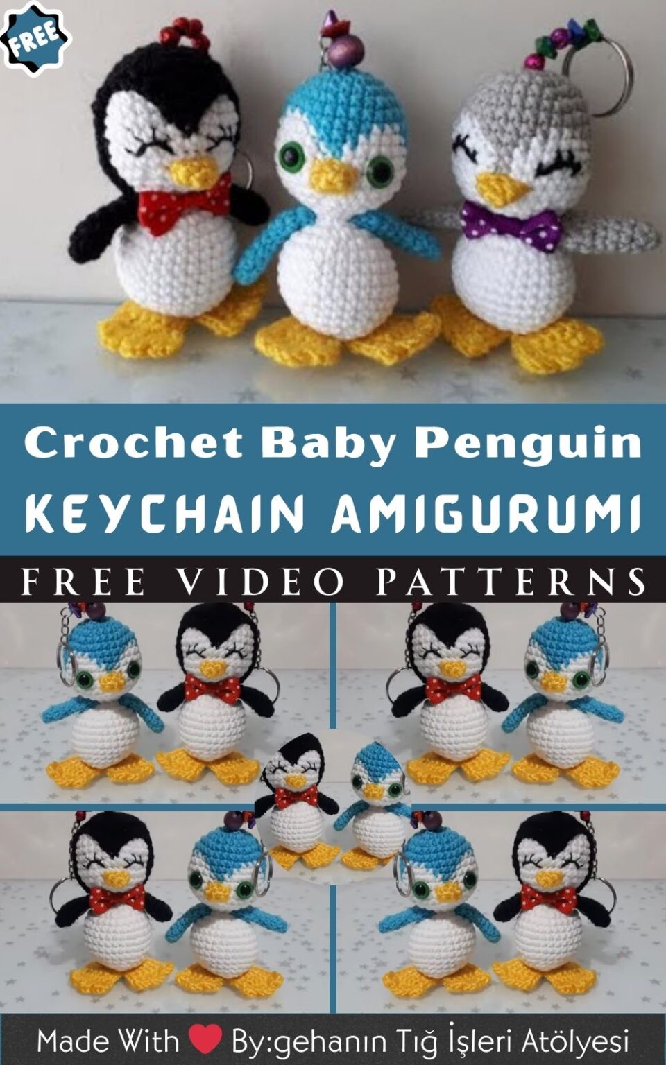 Crochet Penguin Keychain Amigurumi