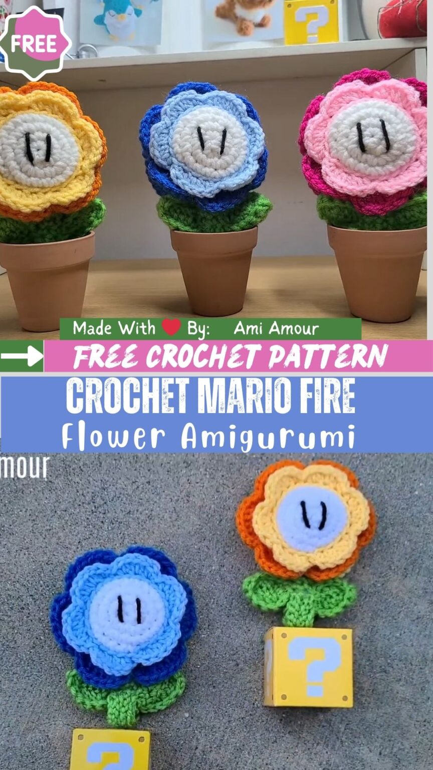 Crochet Fire Flowers Mario