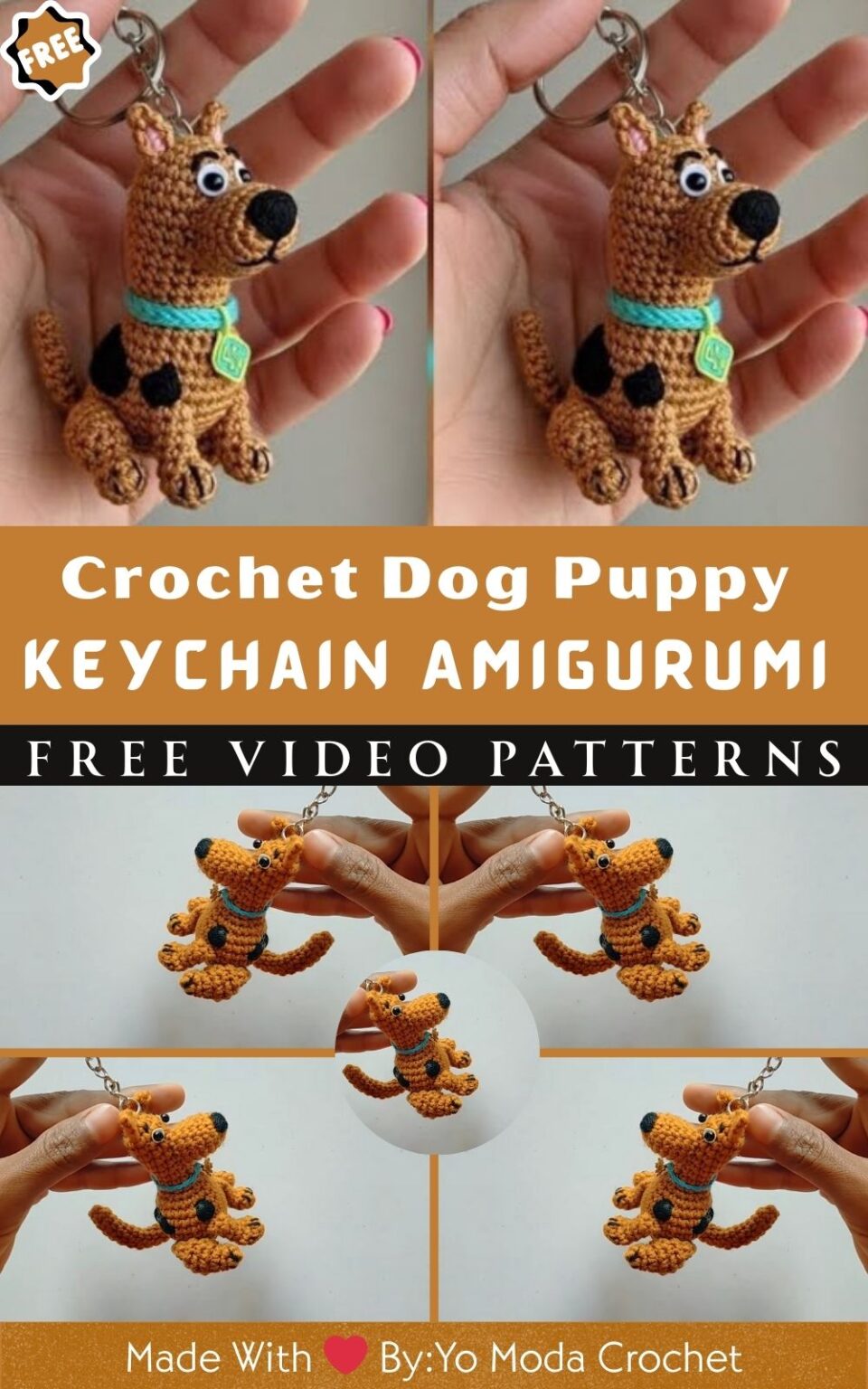 Crochet Puppy Keychain Amigurumi