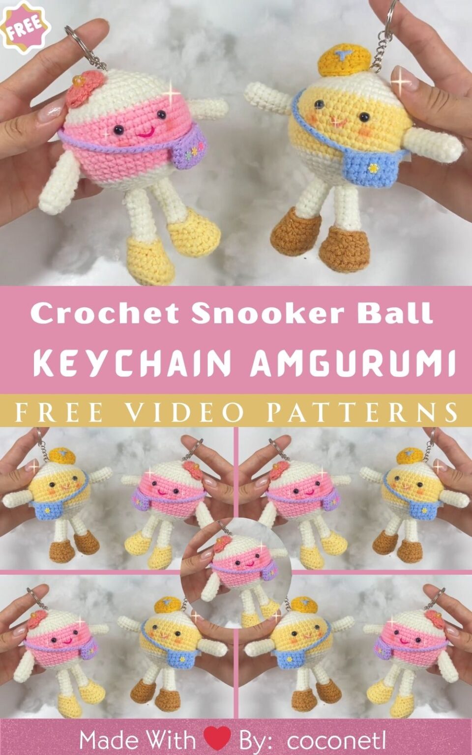 Crochet Snooker Ball Keychain Amgurumi