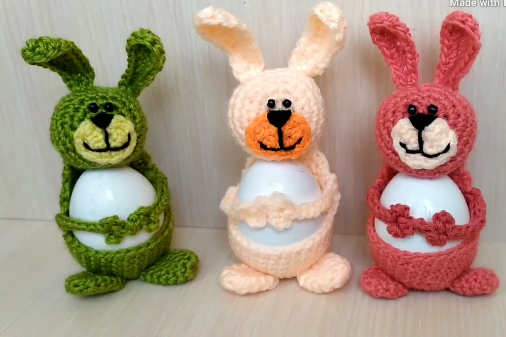 Crochet Easter Bunny Egg Holder Free Pattern