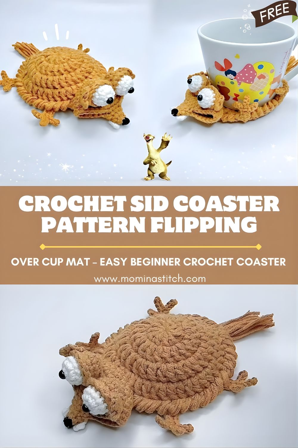 Crochet Sid Coaster Pattern Flipping Over Cup Mat